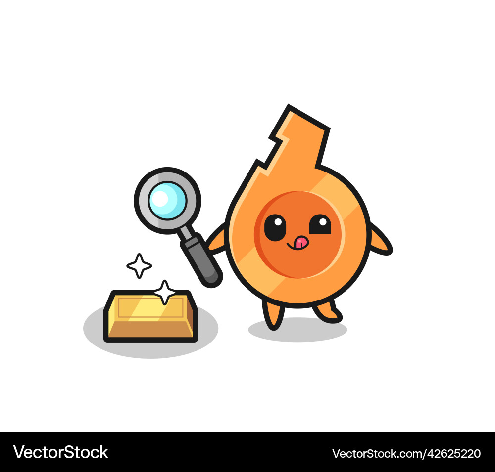 Whistle character is checking the authenticity Vector Image