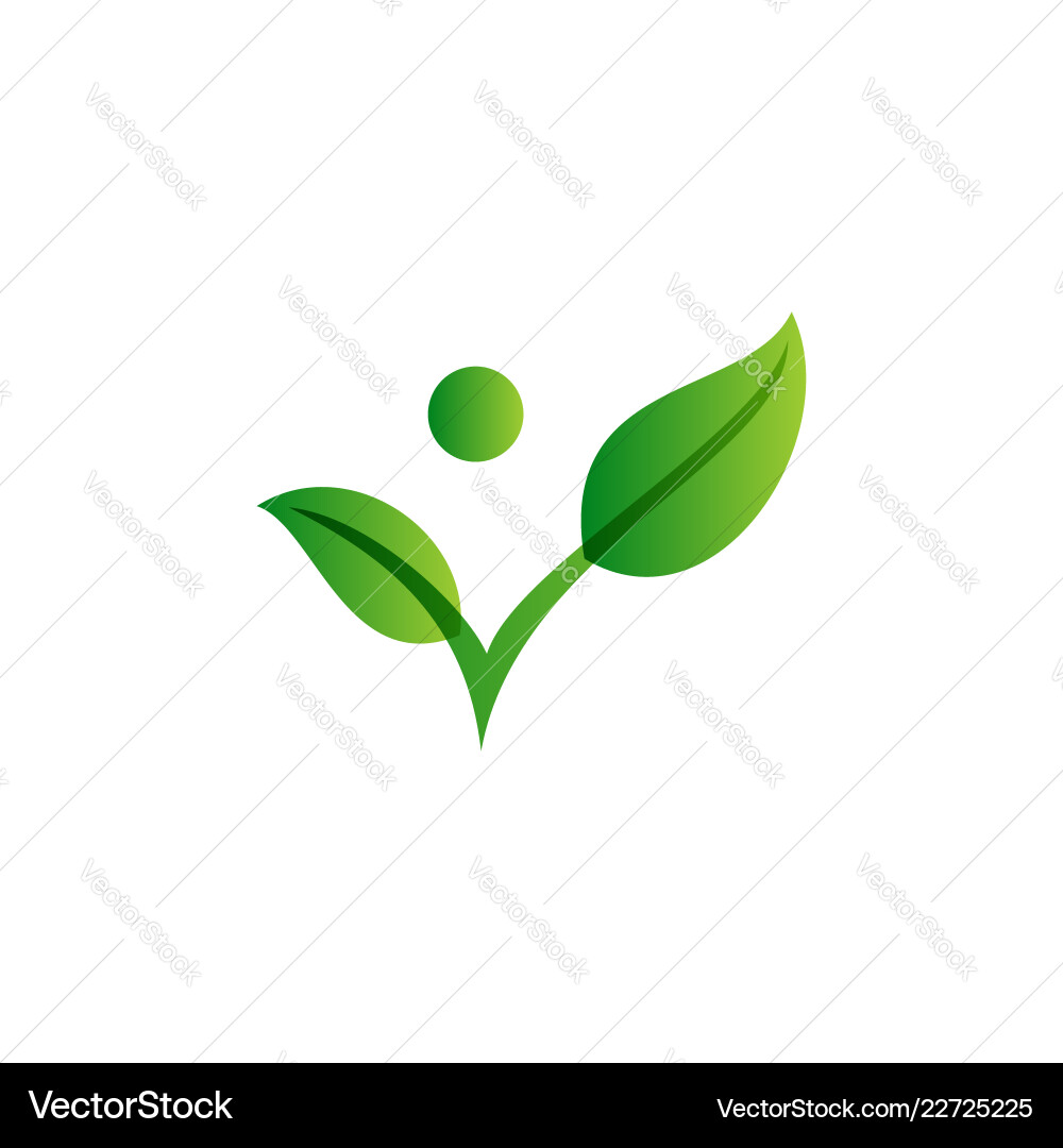 Abstract green people leaf icon logo Royalty Free Vector