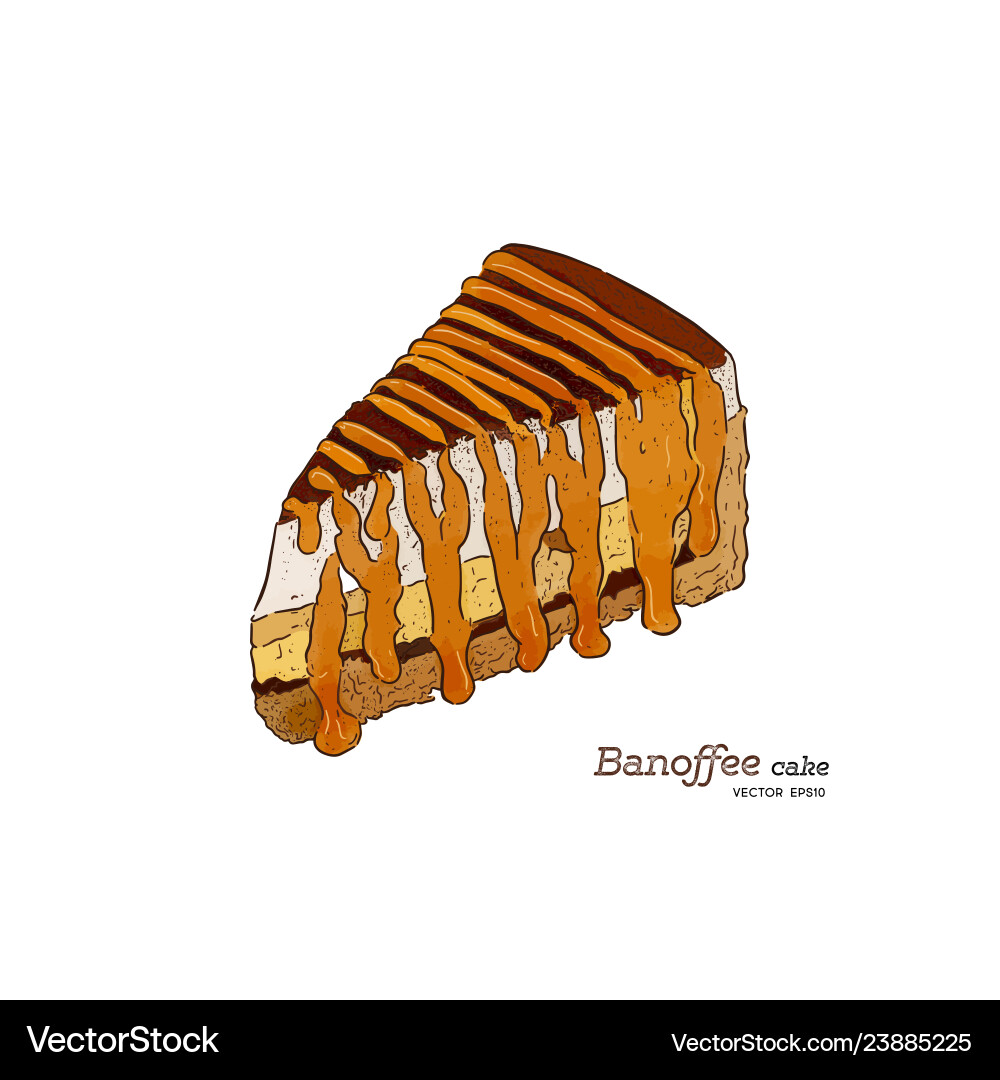 Banoffee dessert hand draw sketch Royalty Free Vector Image