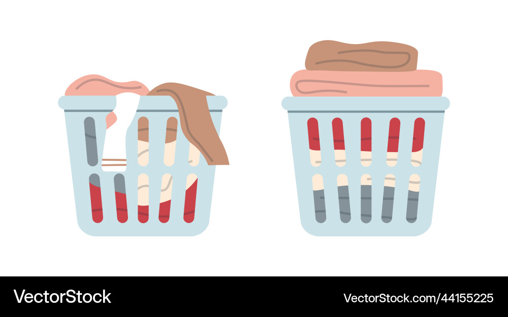 Basket with dirty and clean clothes Royalty Free Vector