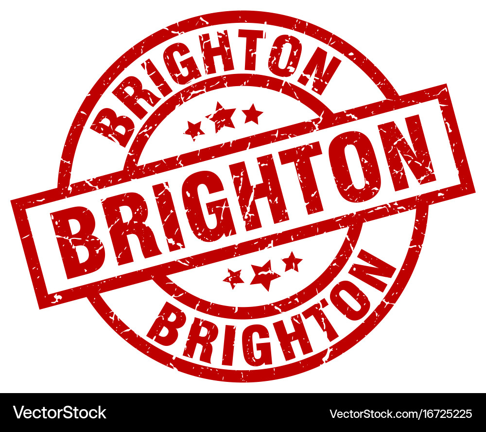 Brighton red round grunge stamp Royalty Free Vector Image