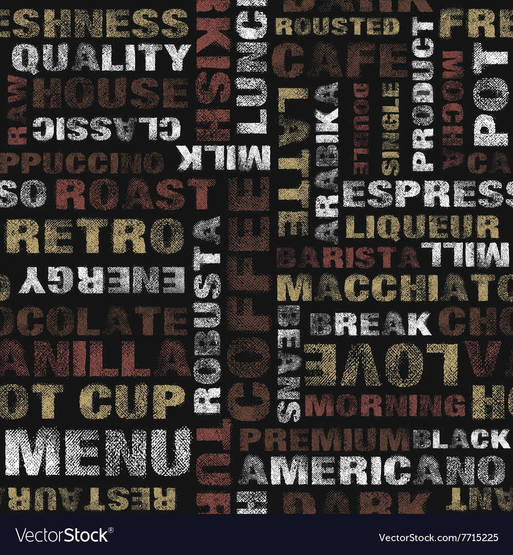 Coffee text pattern Royalty Free Vector Image - VectorStock