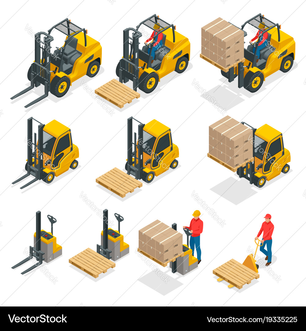 Isometric forklift truck isolated on white Vector Image
