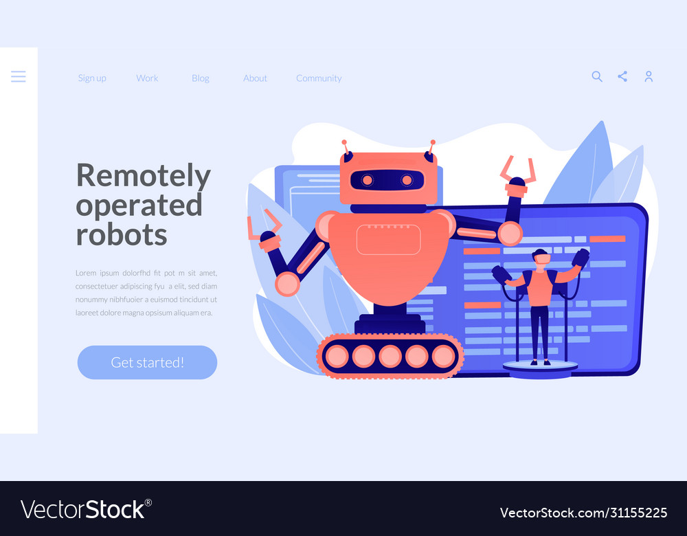 Remotely operated robots concept landing page Vector Image