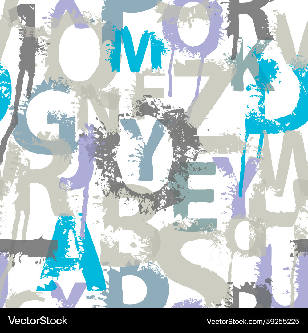 Seamless pattern with letters in form of blots Vector Image