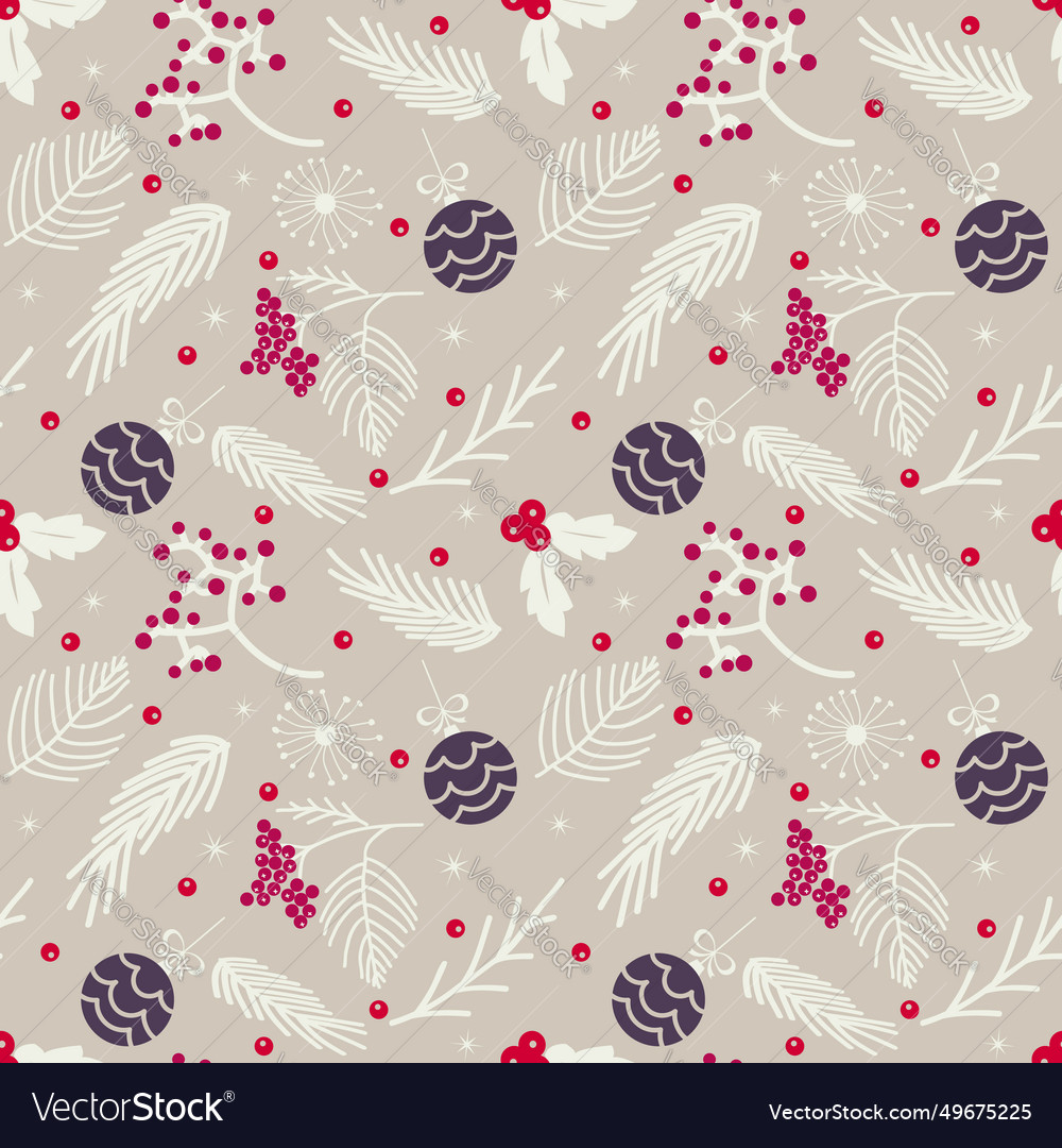 Seamless winter christmas pattern with branches Vector Image
