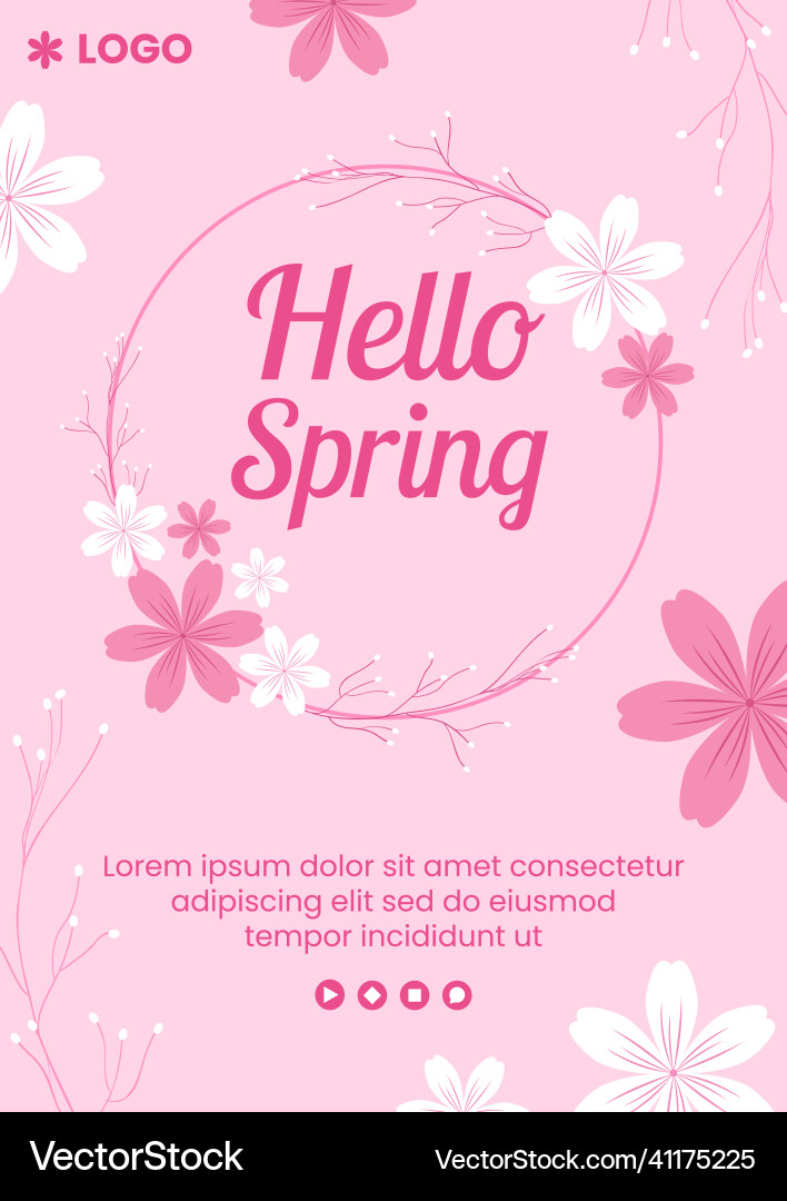 Spring with blossom sakura flowers flyer template Vector Image