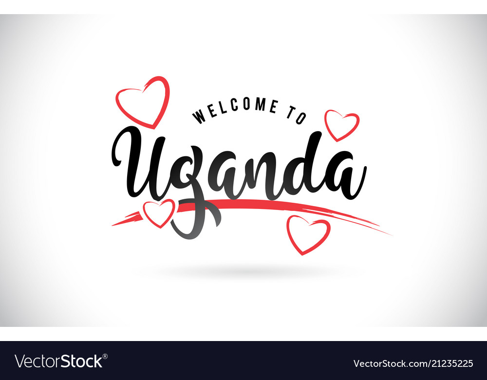 Uganda Welcome To Word Text With Handwritten Font Vector Image