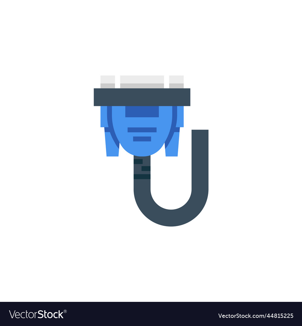 Vga cable icon computer component icon flat style Vector Image