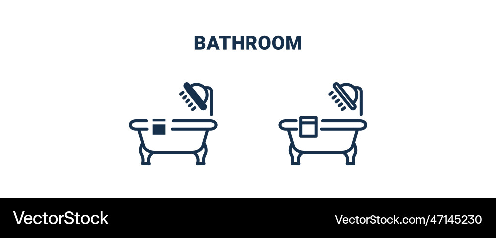 Bathroom icon outline and filled icon Royalty Free Vector