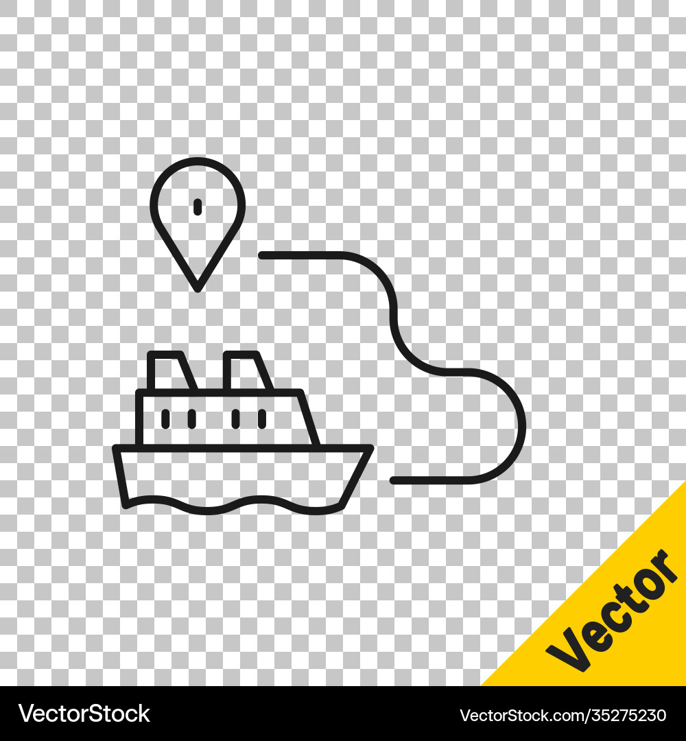 Black line ship line path ship sea route with Vector Image