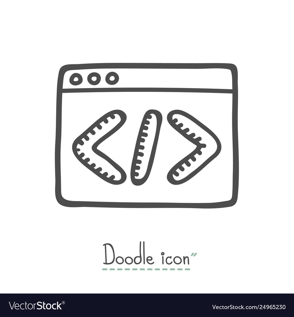 Coding doodle icon Royalty Free Vector Image - VectorStock