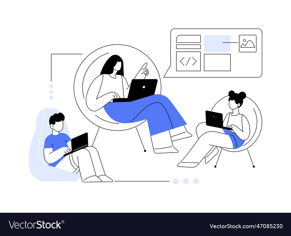 Computer programming camp abstract concept Vector Image