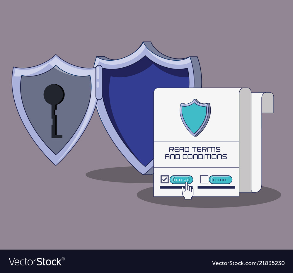 Data security with shield Royalty Free Vector Image