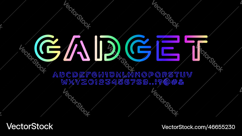 Digital style alphabet font from bright line Vector Image