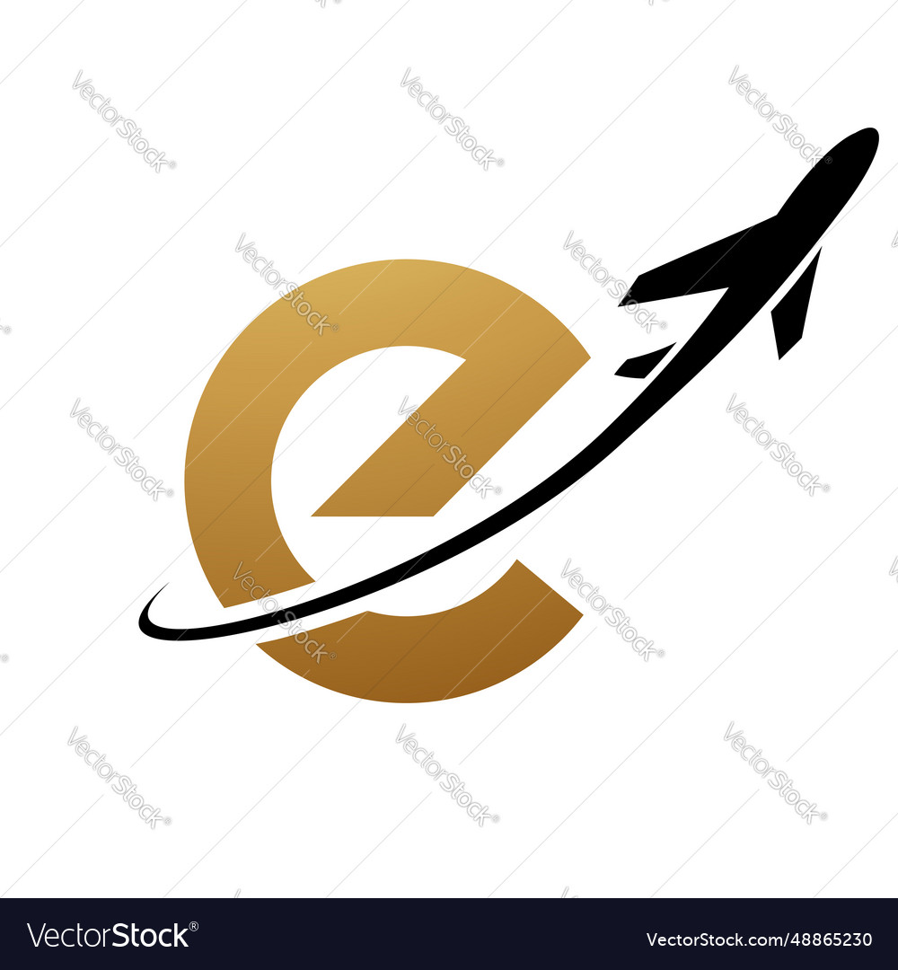 Gold and black lowercase letter e icon Royalty Free Vector