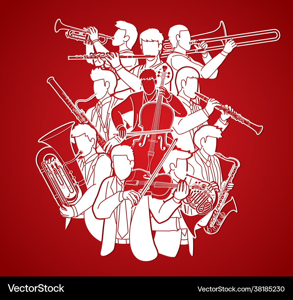 Group musician team orchestra instrument Vector Image