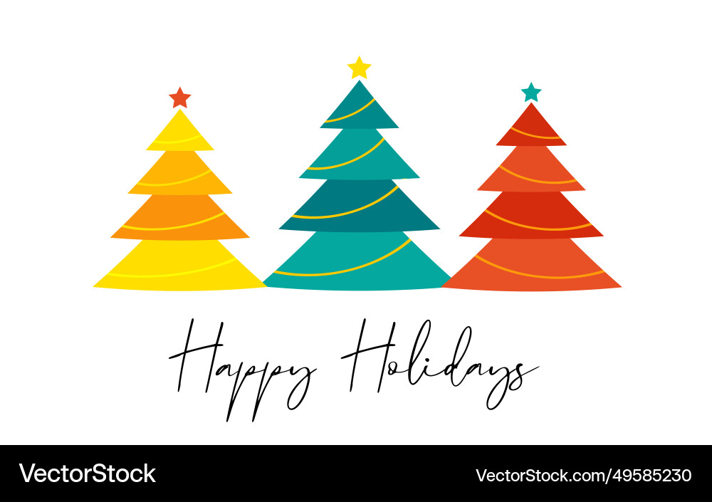 Happy holidays card with colored christmas tree Vector Image