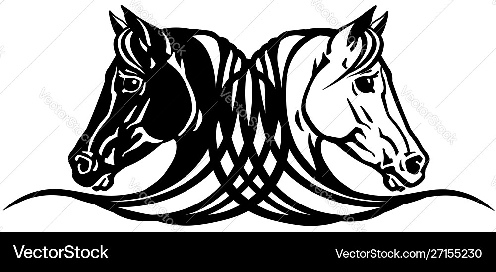 Horses heads tattoo Royalty Free Vector Image - VectorStock