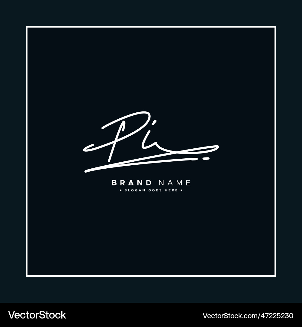 Initial signature logo for letter pi Royalty Free Vector