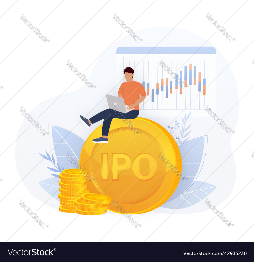 Ipo initial public offering in flat style Vector Image