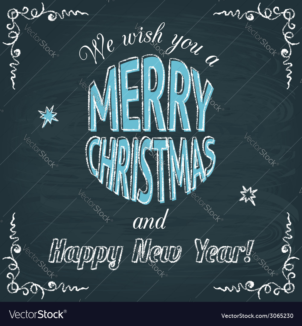 Merry Christmas chalkboard greeting card Vector Image