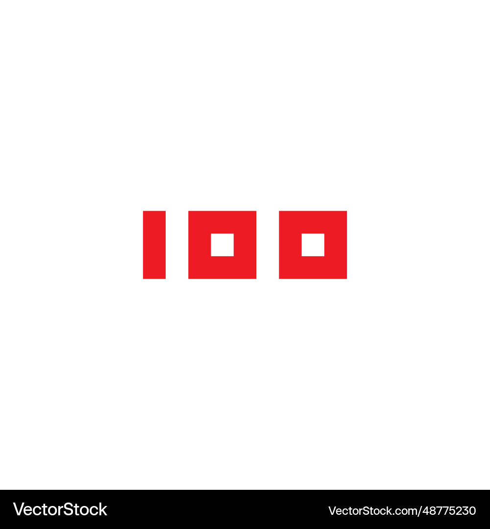 Number 100 square geometric symbol simple logo Vector Image