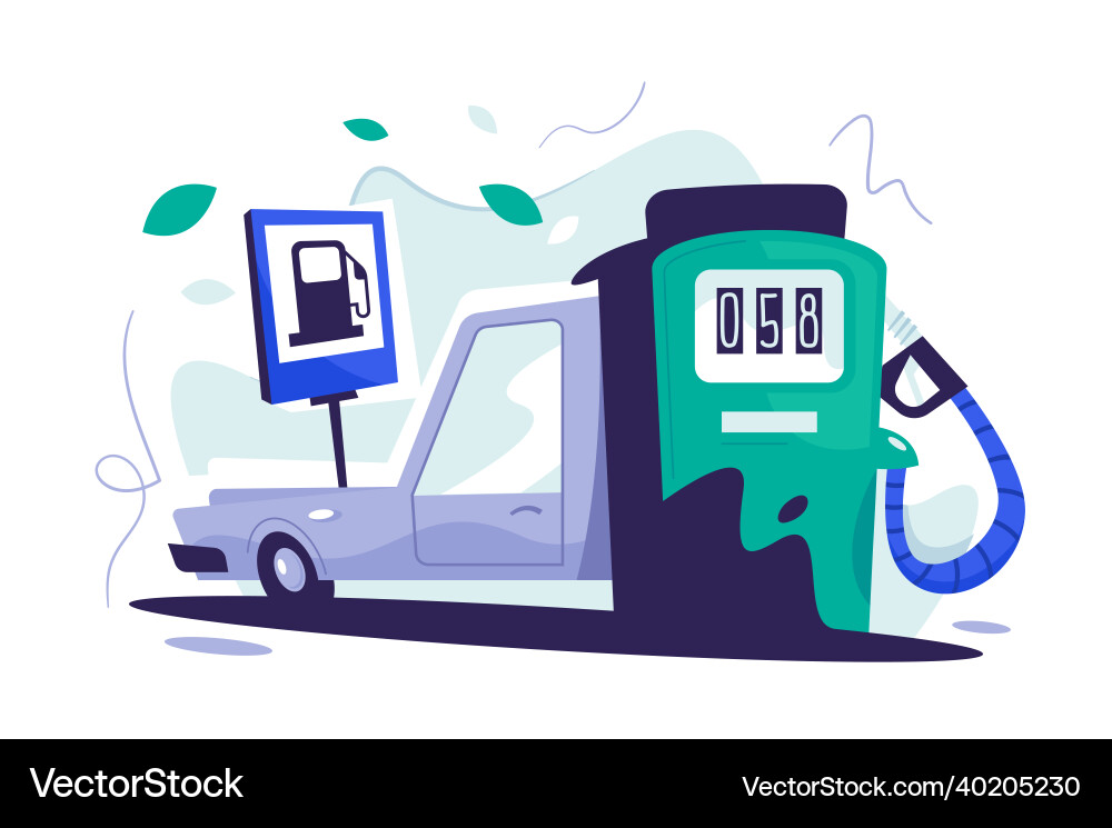 Refueling car on gas station Royalty Free Vector Image