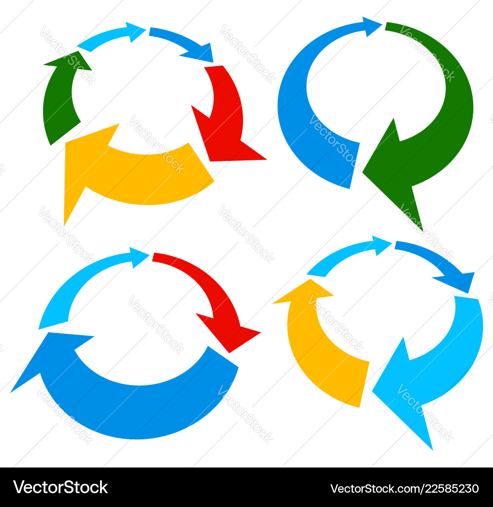 Set of 4 version circular arrow circle arrow Vector Image
