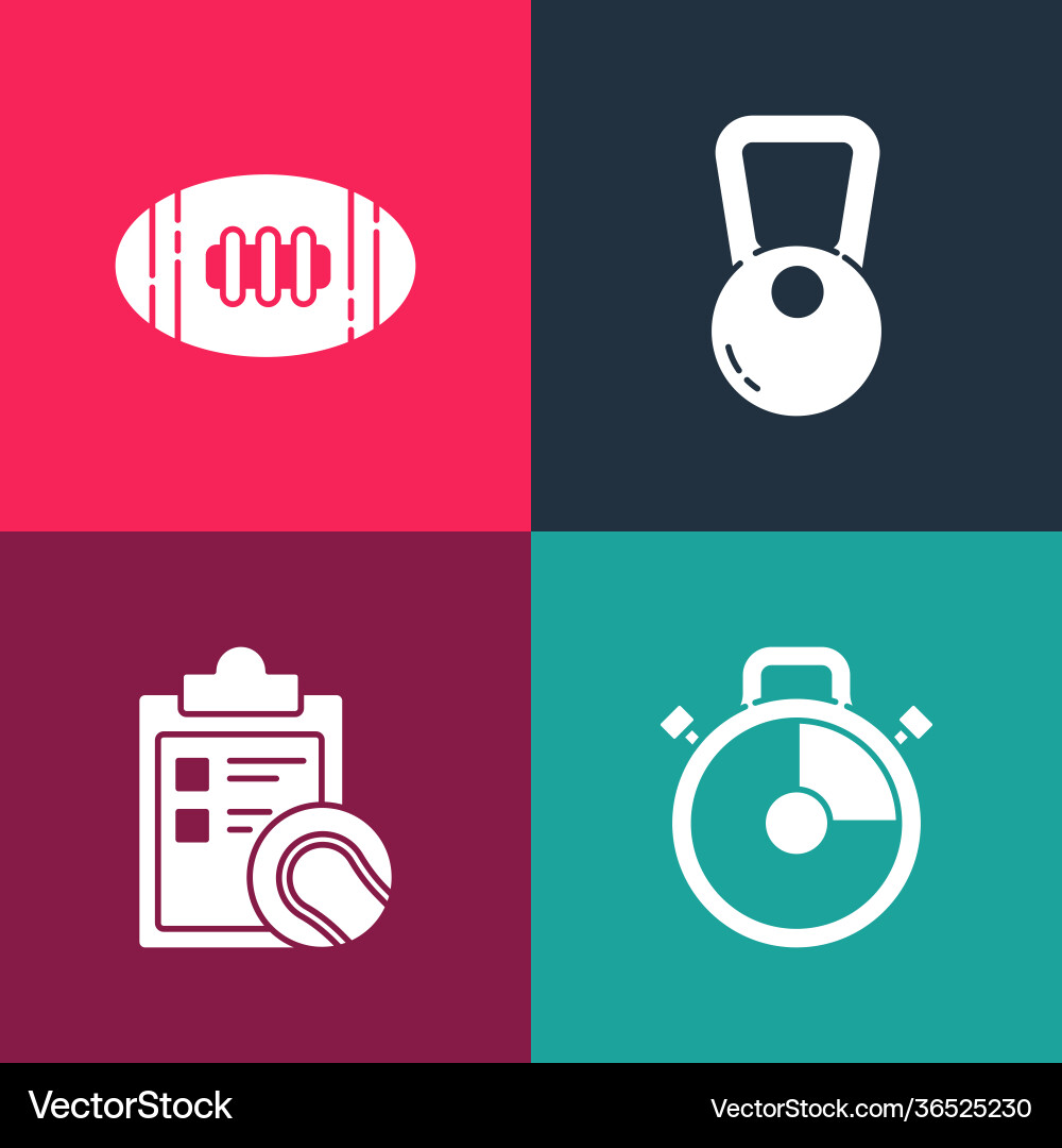 Set pop art stopwatch checklist clipboard Vector Image