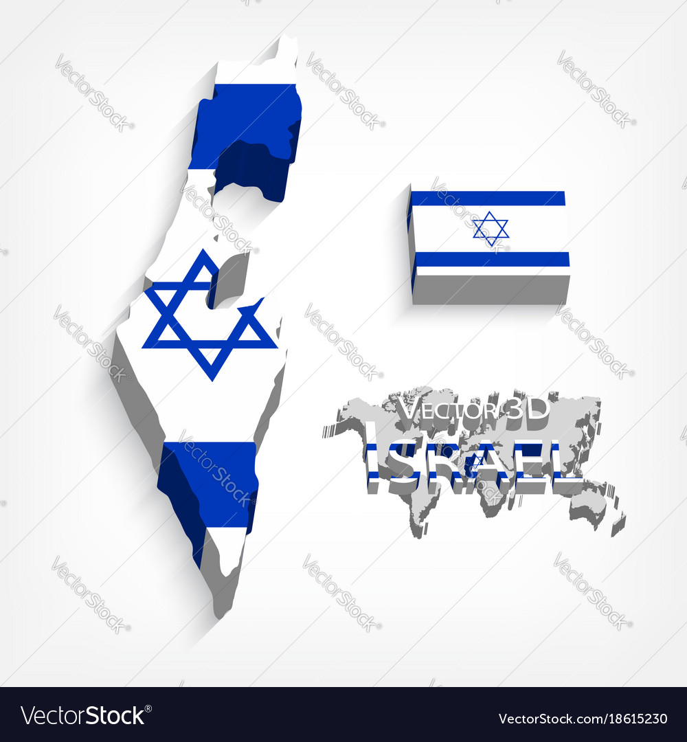 State israel 3d flag and map Royalty Free Vector Image