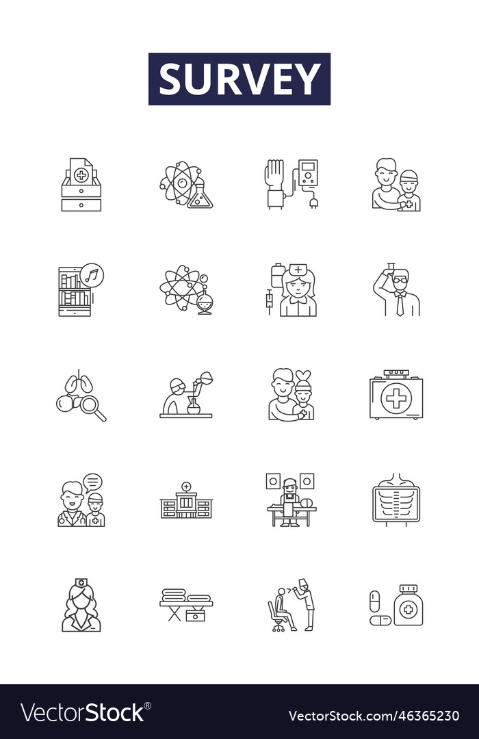 Survey line icons and signs poll Royalty Free Vector Image