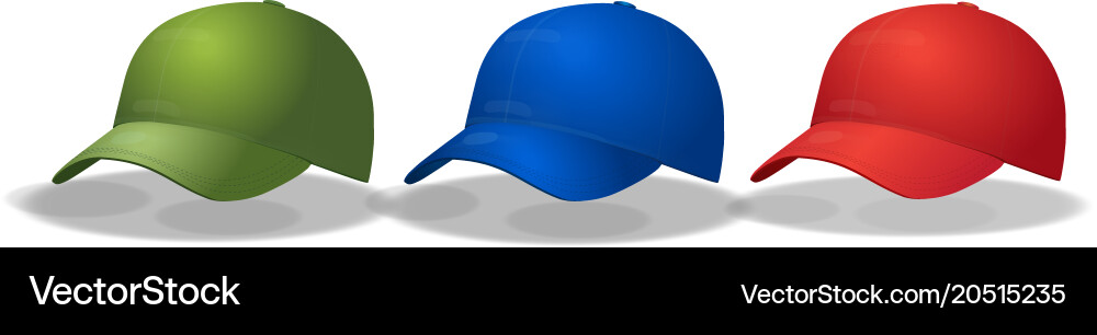 Baseball caps set realistic hat collection Vector Image