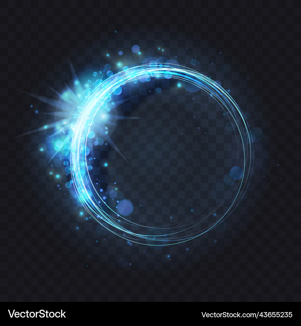 Blue neon luminous spark ring portal Royalty Free Vector