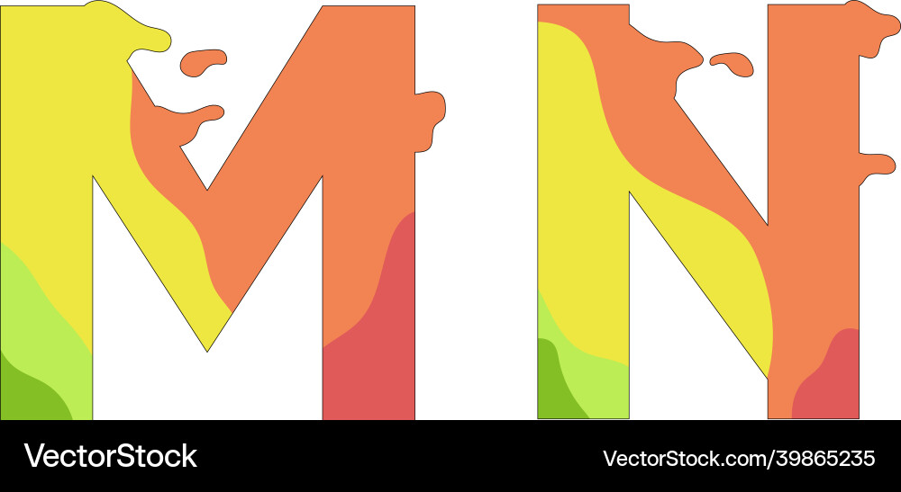 Colored letters m and n on a white background Vector Image