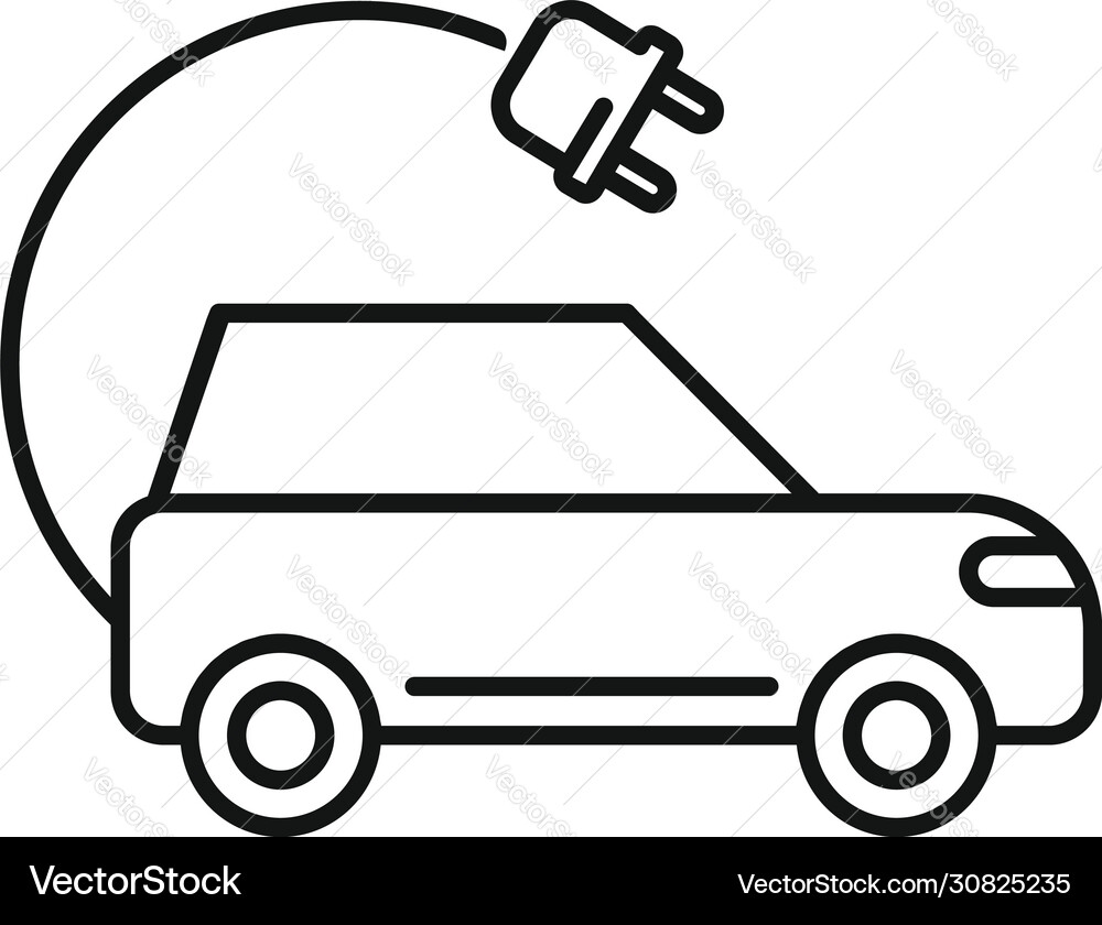 Electric car plug icon outline style Royalty Free Vector