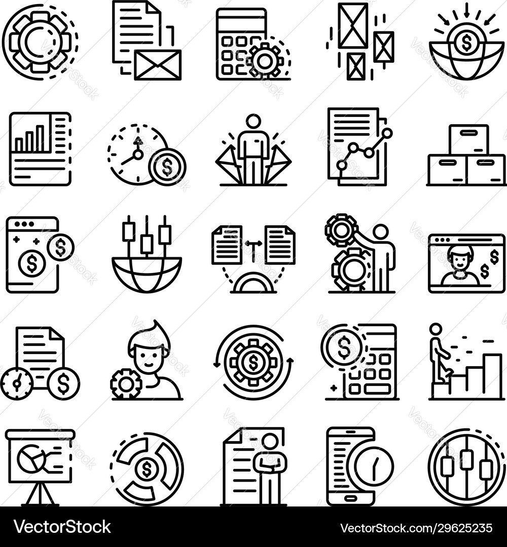 Estimator icons set outline style Royalty Free Vector Image