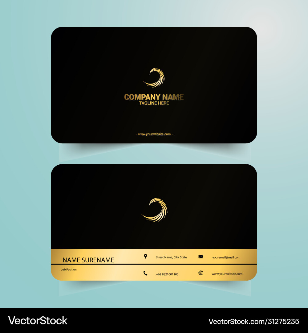 Gold business card design Royalty Free Vector Image