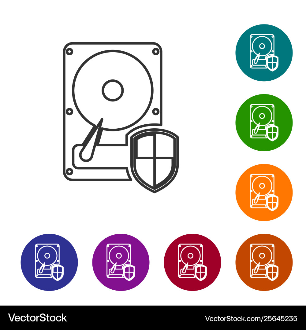 Grey hard disk drive hdd protection line icon Vector Image