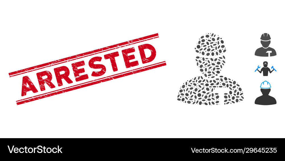 Grunge arrested line seal with mosaic builder Vector Image