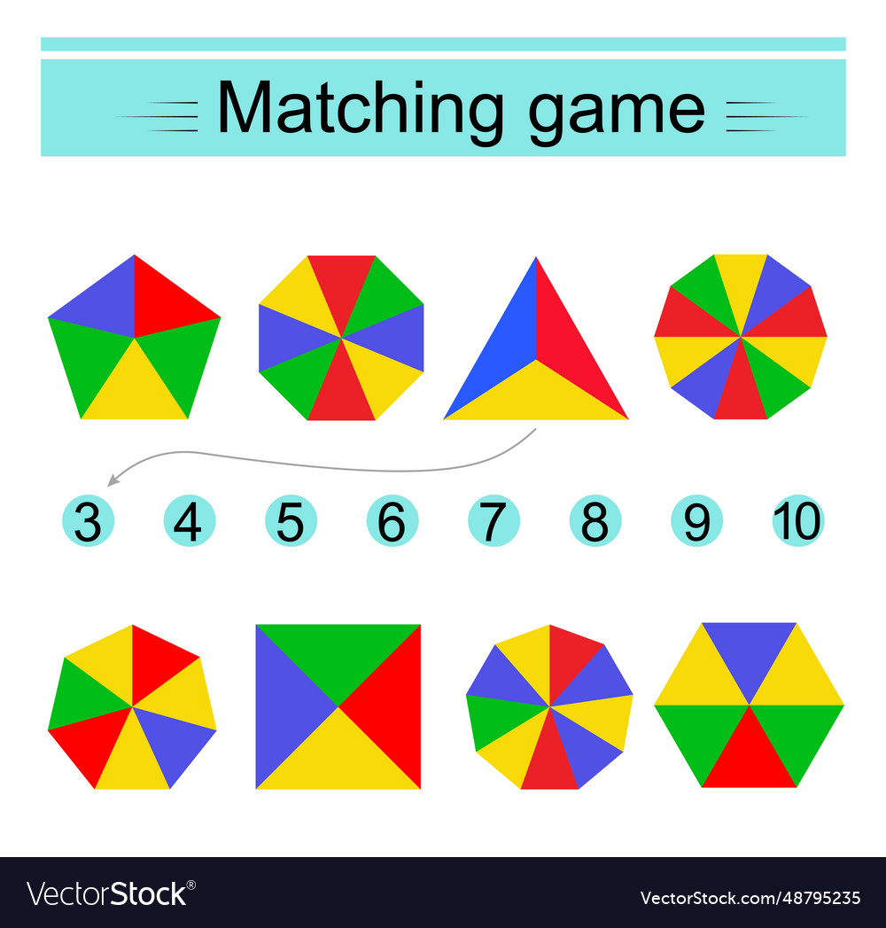 Math activity for kids matching game Royalty Free Vector