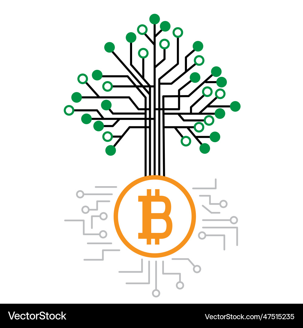 Money tree grow on bitcoin cpu mines chip Vector Image