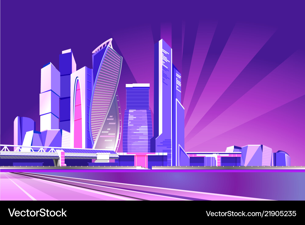 Moscow city neon Royalty Free Vector Image - VectorStock