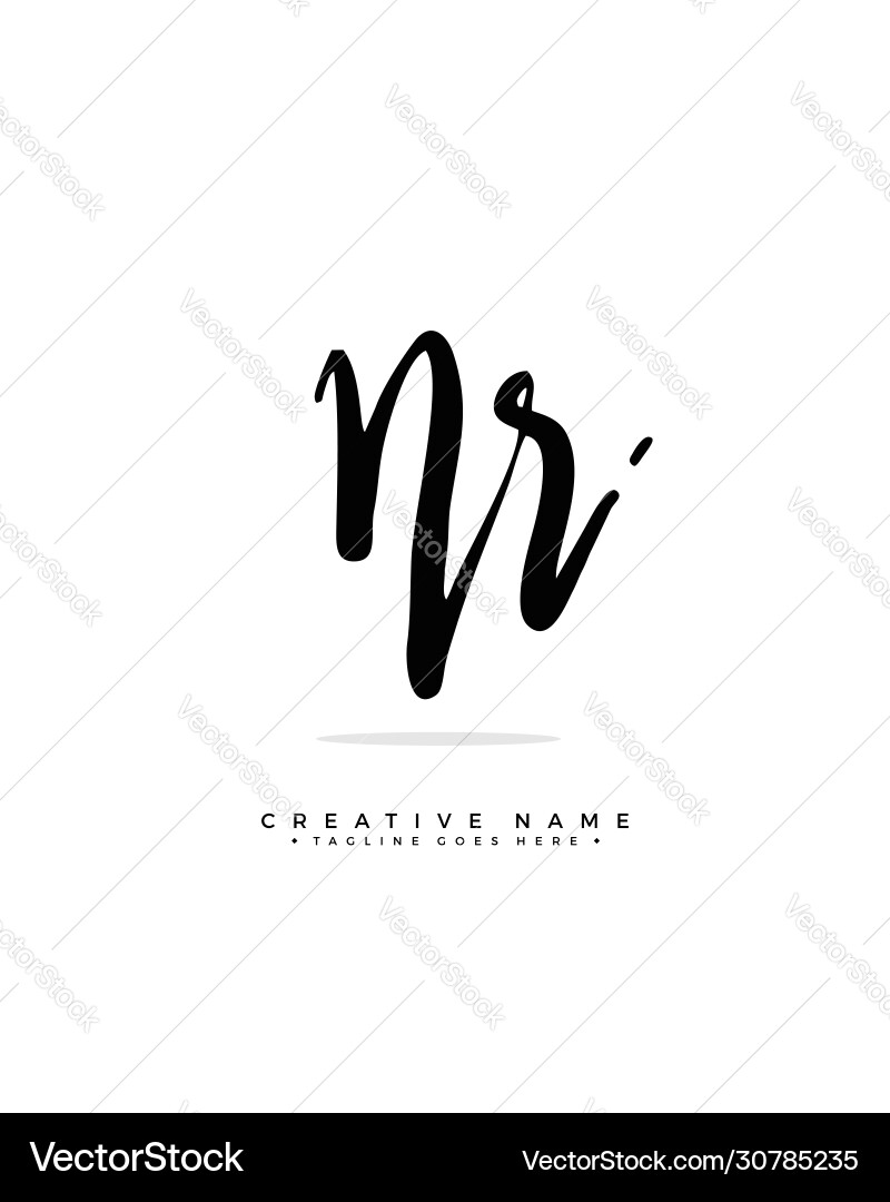 N r nr initial logo signature handwriting Vector Image