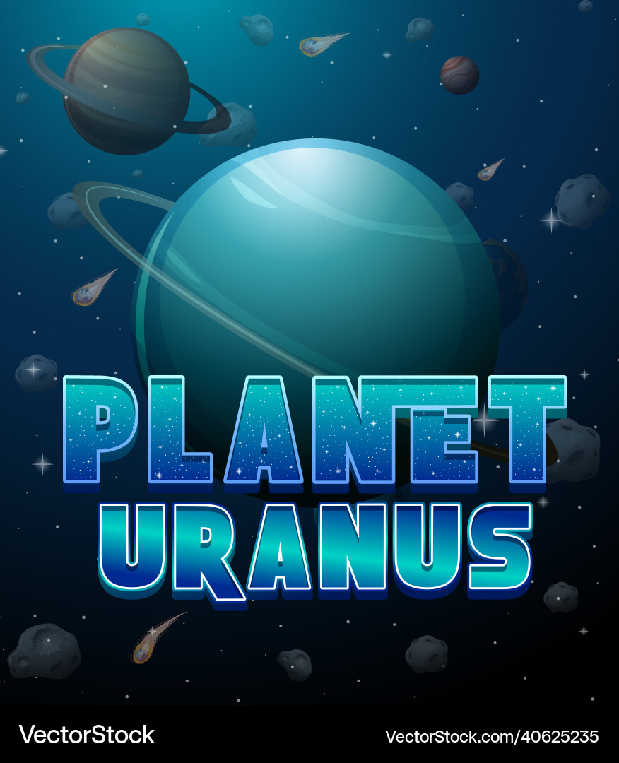 Planet uranus word logo poster Royalty Free Vector Image