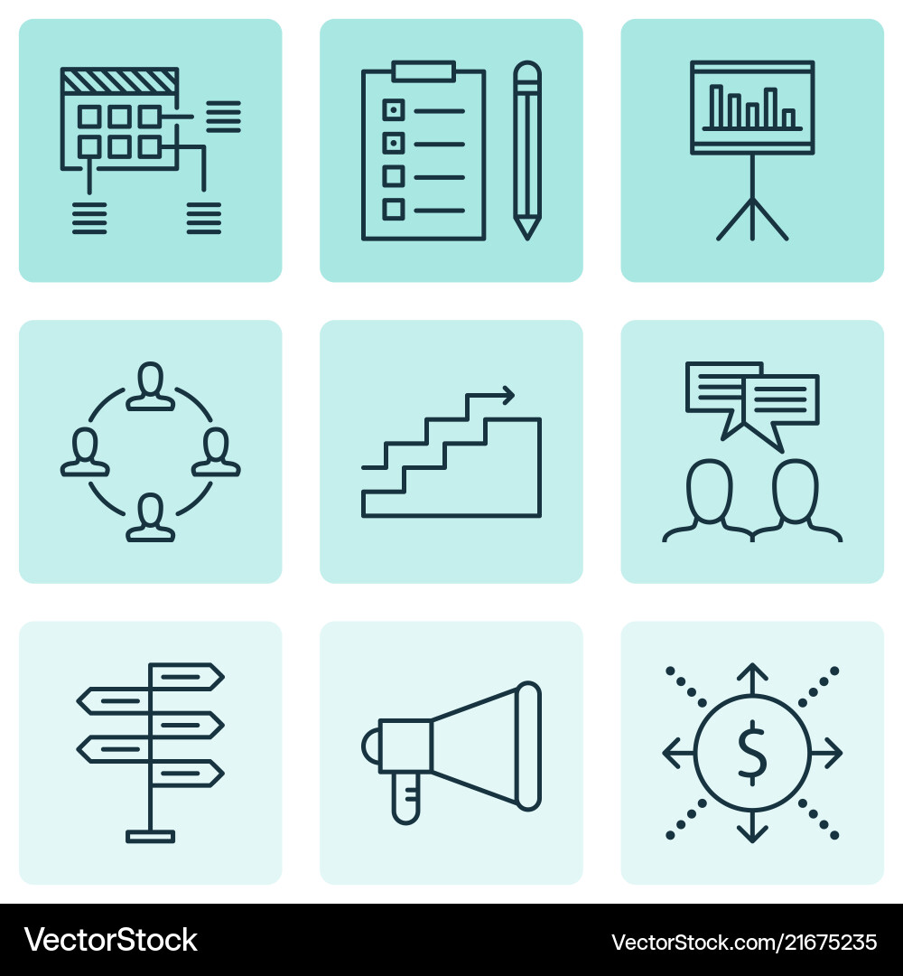 Project icons set with cash flow teamwork Vector Image