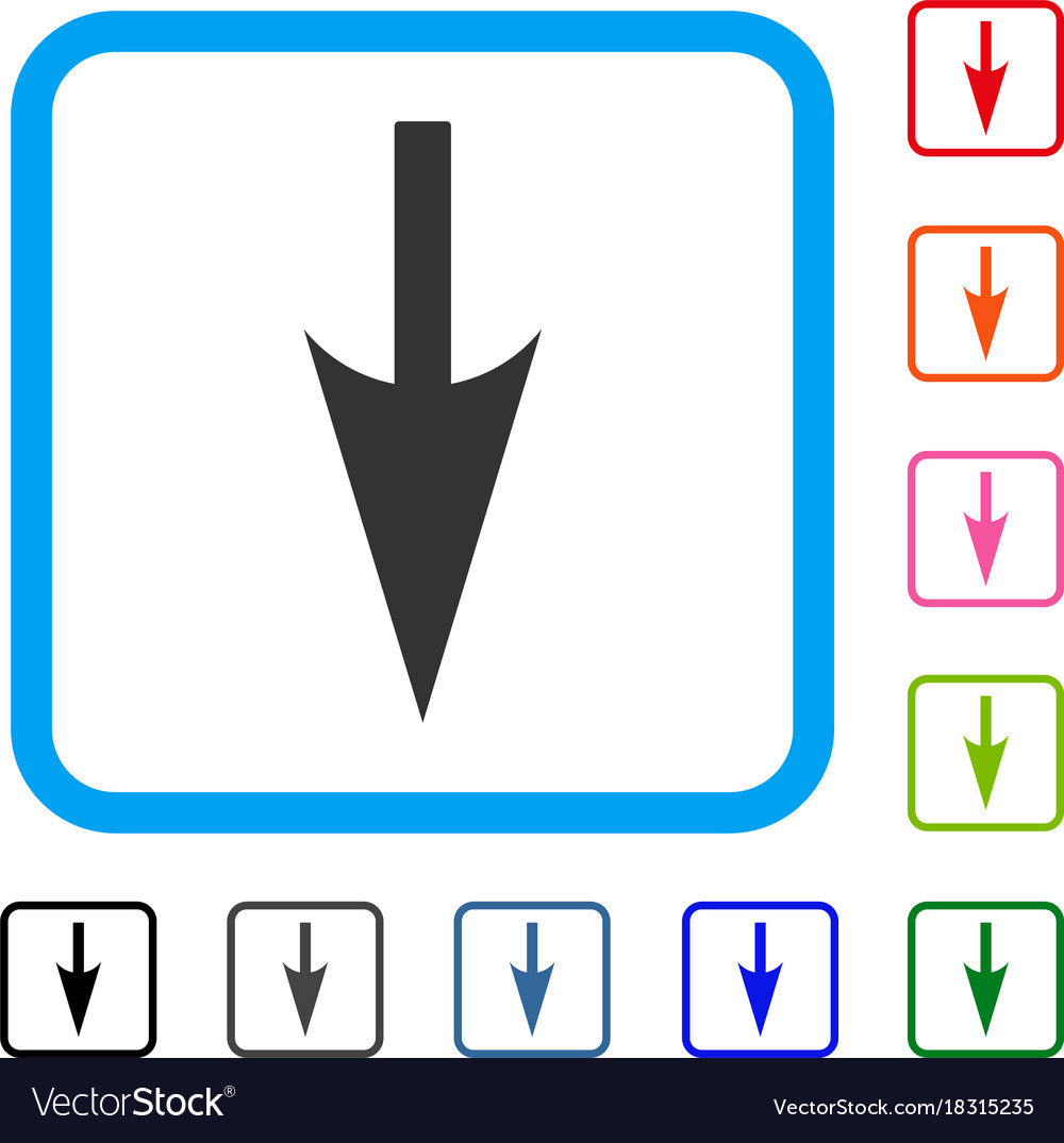 Sharp down arrow framed icon Royalty Free Vector Image