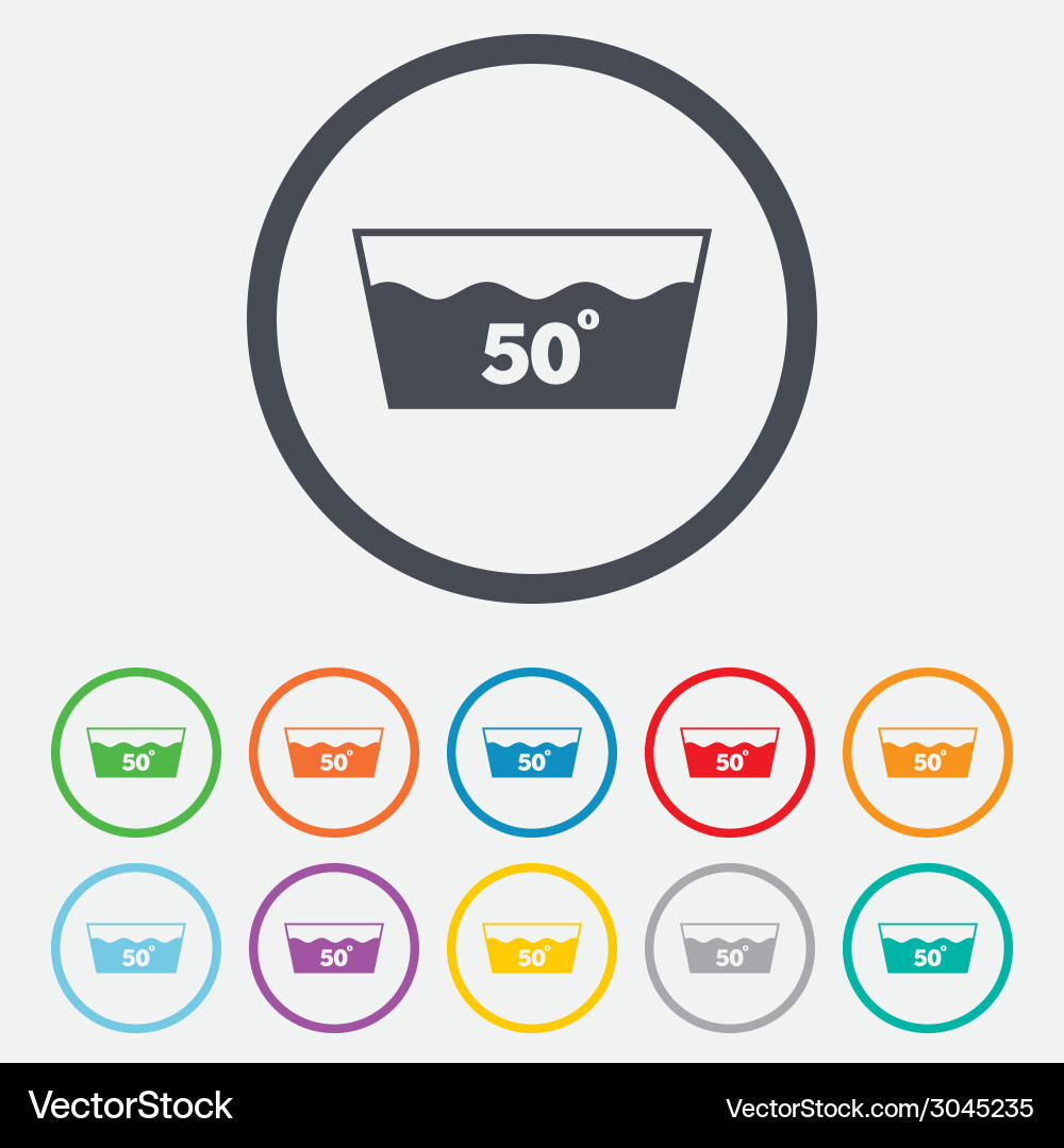 Wash icon Machine washable at 50 degrees symbol Vector Image