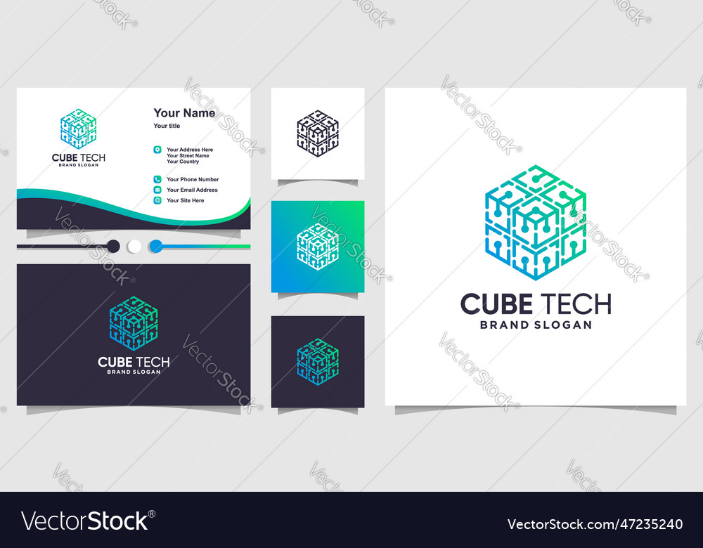 Abstract technology logo template with cube Vector Image
