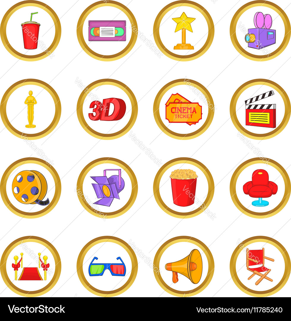 Cinema set cartoon style Royalty Free Vector Image